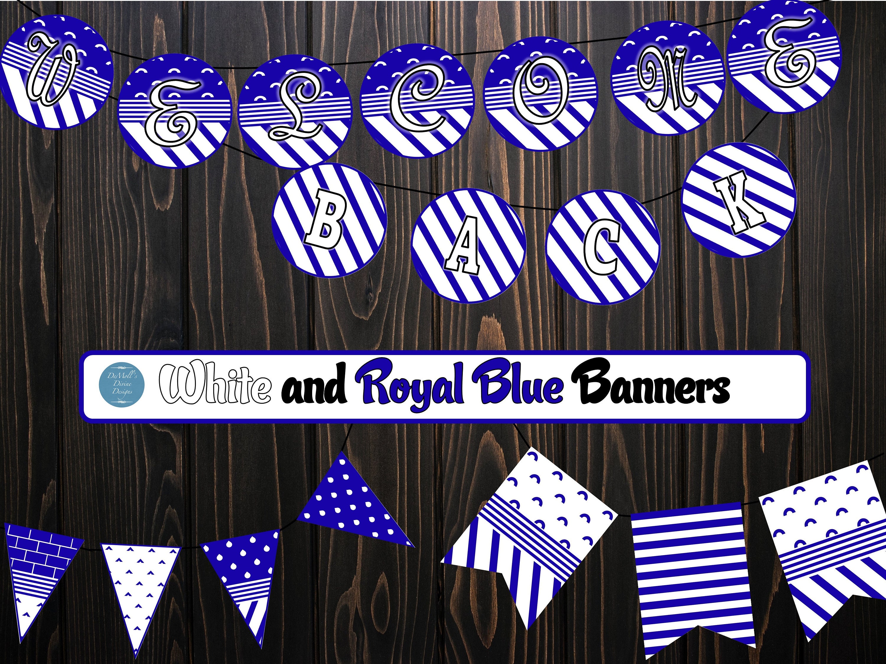 School Colors: White and Royal Blue Classroom Decor Bundle for Middle ...
