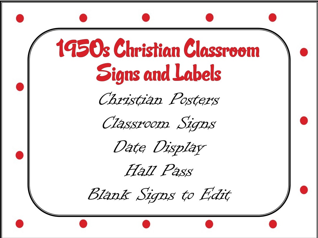 1950s Christian Classroom Decor: Signs, Labels, Posters (digital ...