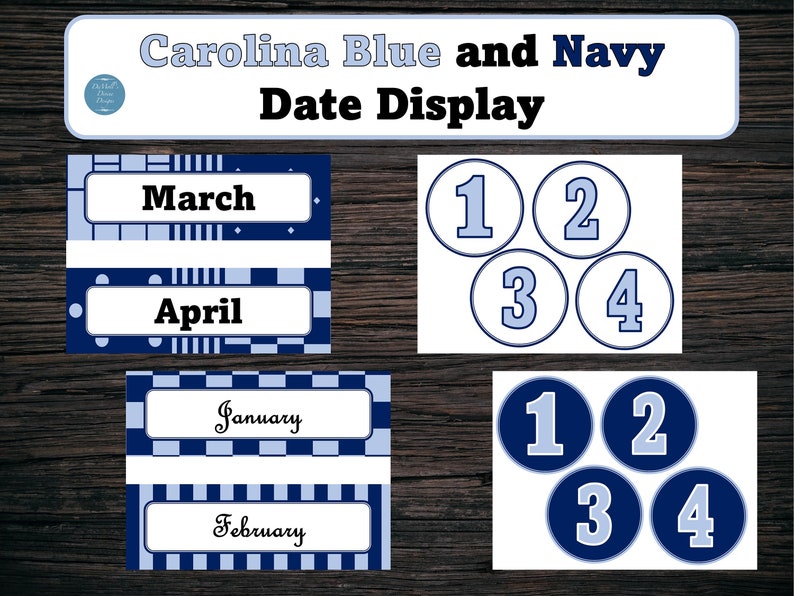 School Colors: Carolina Blue and Navy Classroom Decor Bundle for Middle ...