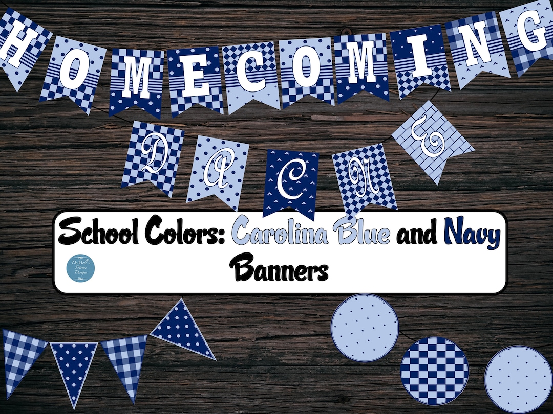 School Colors: Carolina Blue and Navy Bunting, Round and Pendant ...