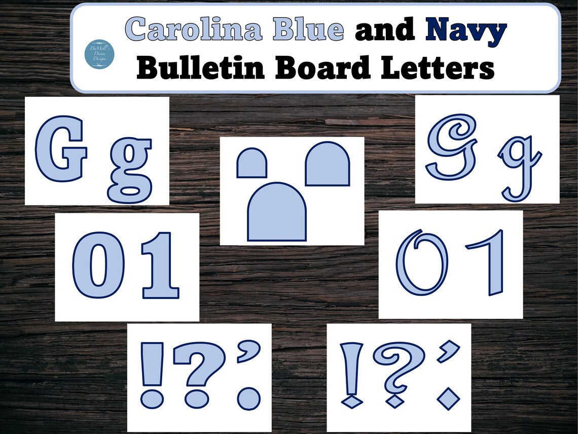 School Colors: Carolina Blue and Navy Classroom Decor Bundle for Middle ...