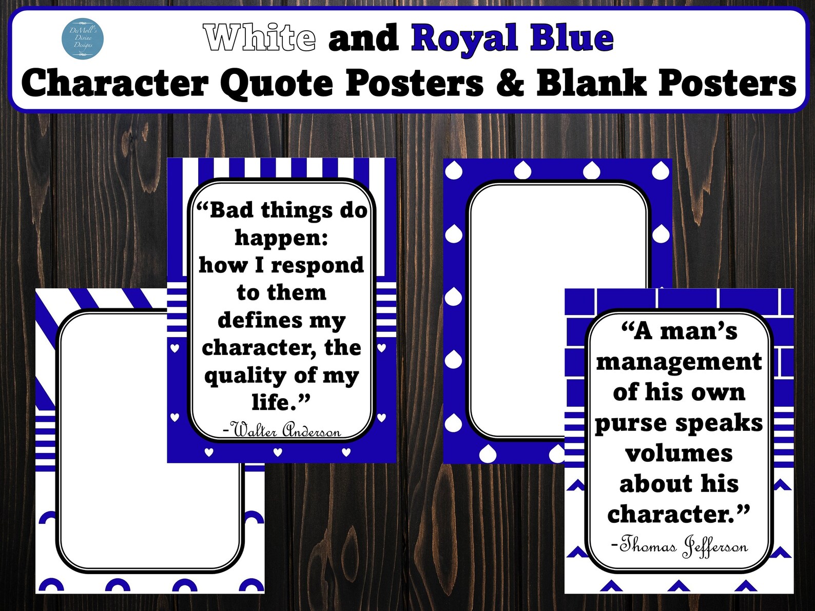 School Colors: White and Royal Blue Classroom Decor Bundle for Middle ...