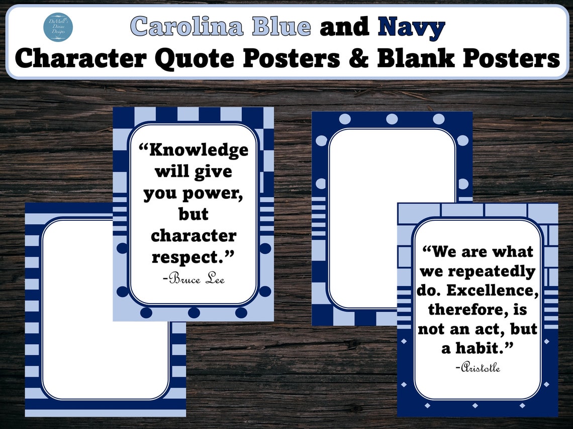 School Colors: Carolina Blue and Navy Classroom Decor Bundle for Middle ...