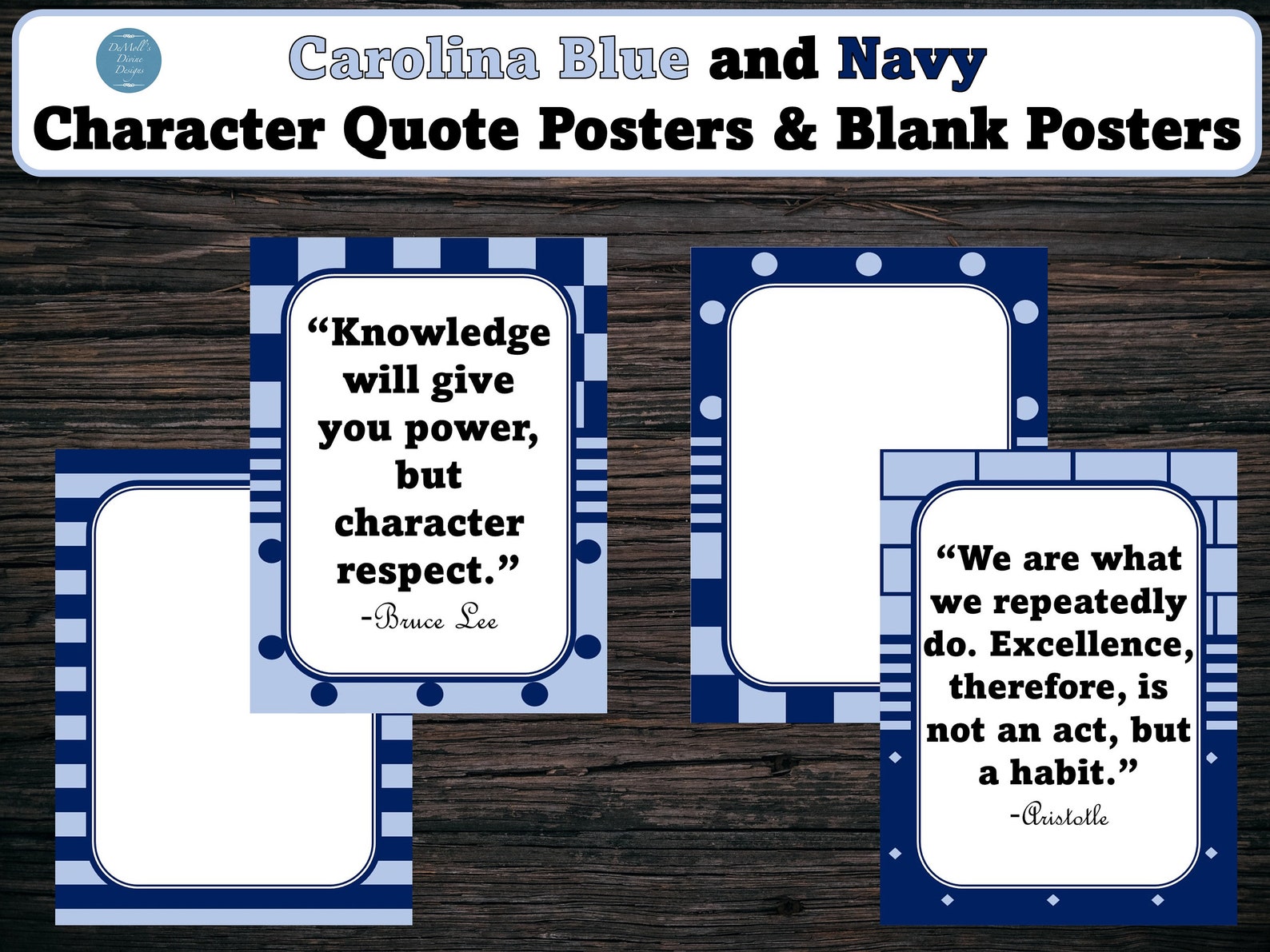 School Colors: Carolina Blue and Navy Classroom Decor Bundle for Middle ...