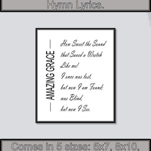 Amazing Grace Wall Art. A Timeless Hymn to Print and Bring Beauty to ...