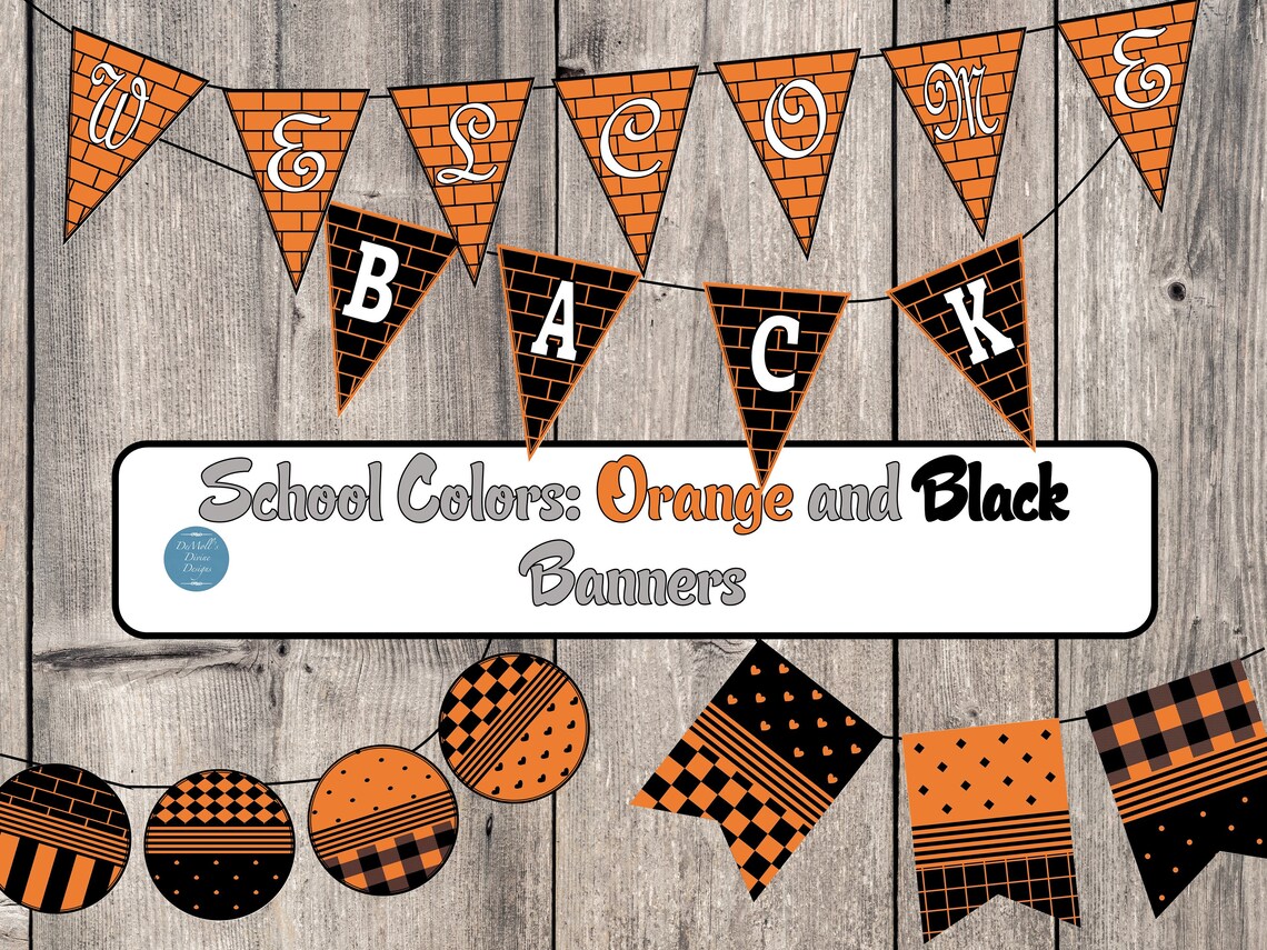 Orange and Black School Banners: Homecoming, Spirit Week, Halloween ...
