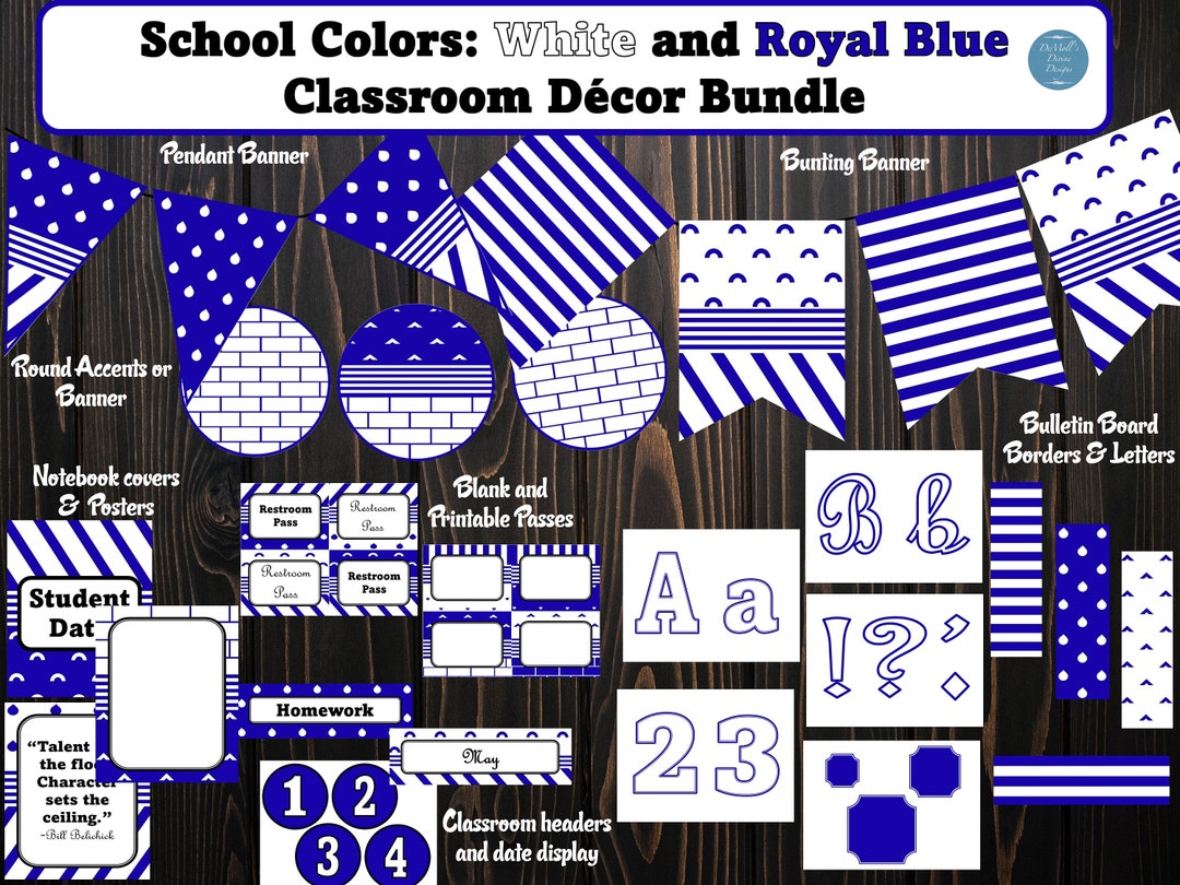 Royal Blue Classroom Decor Set: Signs, Banners, Letters (digital ...
