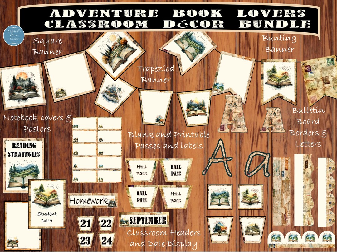Adventure Book Lovers Classroom Decor Bundle for Middle and High School ...