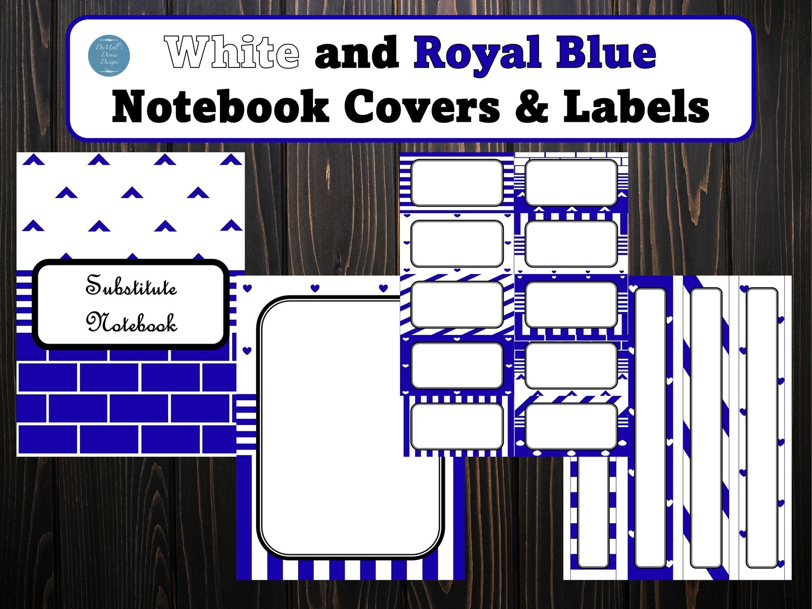 School Colors: White and Royal Blue Classroom Decor Bundle for Middle ...