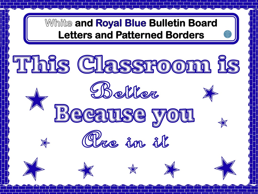 School Colors: White and Royal Blue Bulletin Board Letters, Numbers ...