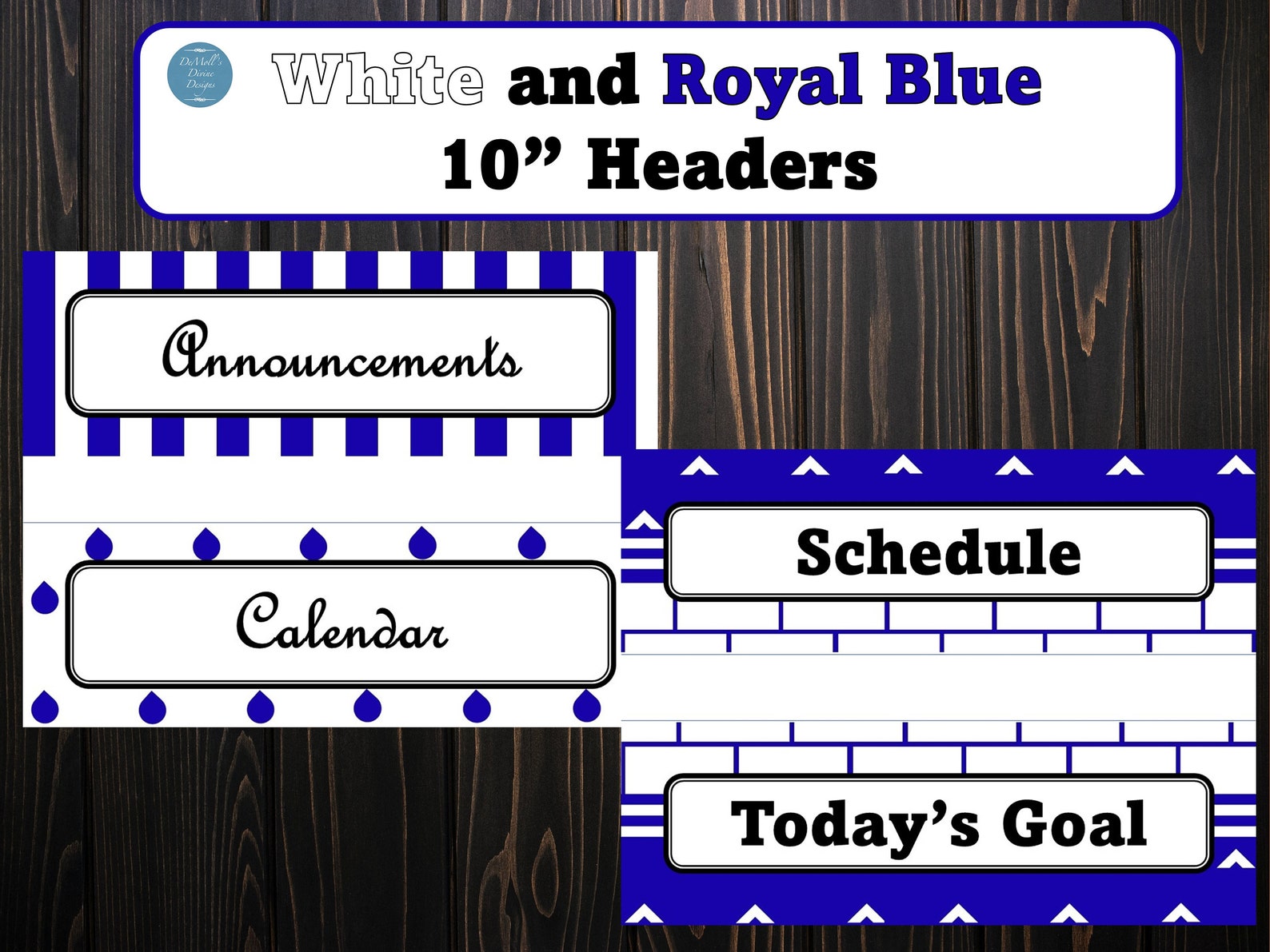 School Colors: White and Royal Blue Classroom Decor Bundle for Middle ...