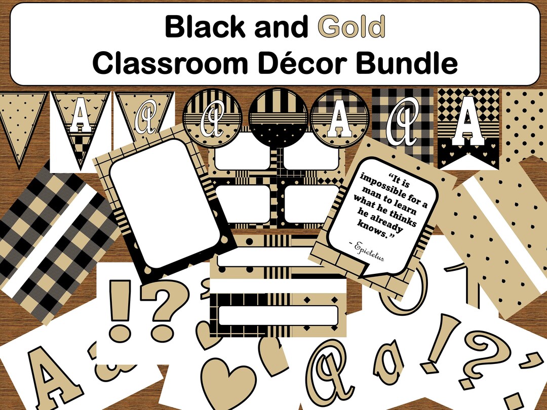 Black and Gold Classroom Decor Bundle for Middle and High - Etsy