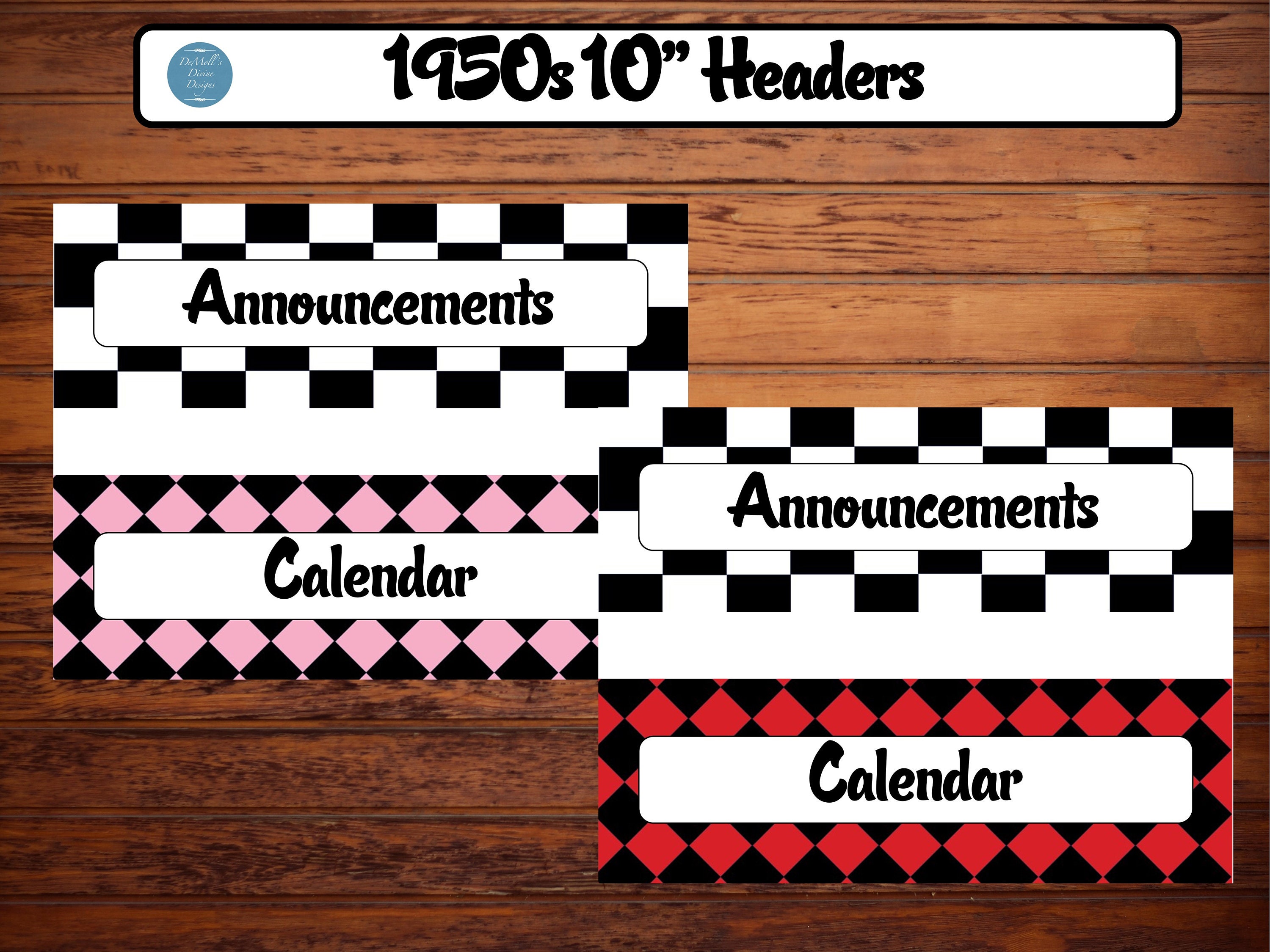 1950s Style Classroom Decor Bundle. Print and Cut Headers, Banners ...