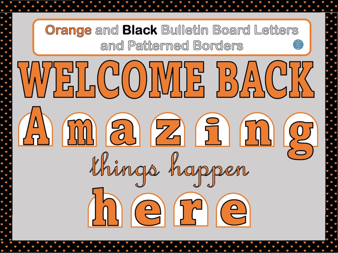 School Colors: Orange and Black Bulletin Board Letters, Numbers, Shapes ...