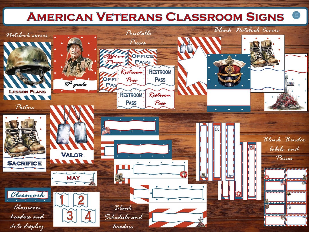 Veterans Memorial Classroom Signs, Posters, Notebook Covers and Labels ...