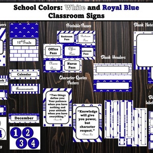 White and Royal Blue School Signs: Classroom Decor (digital Download ...