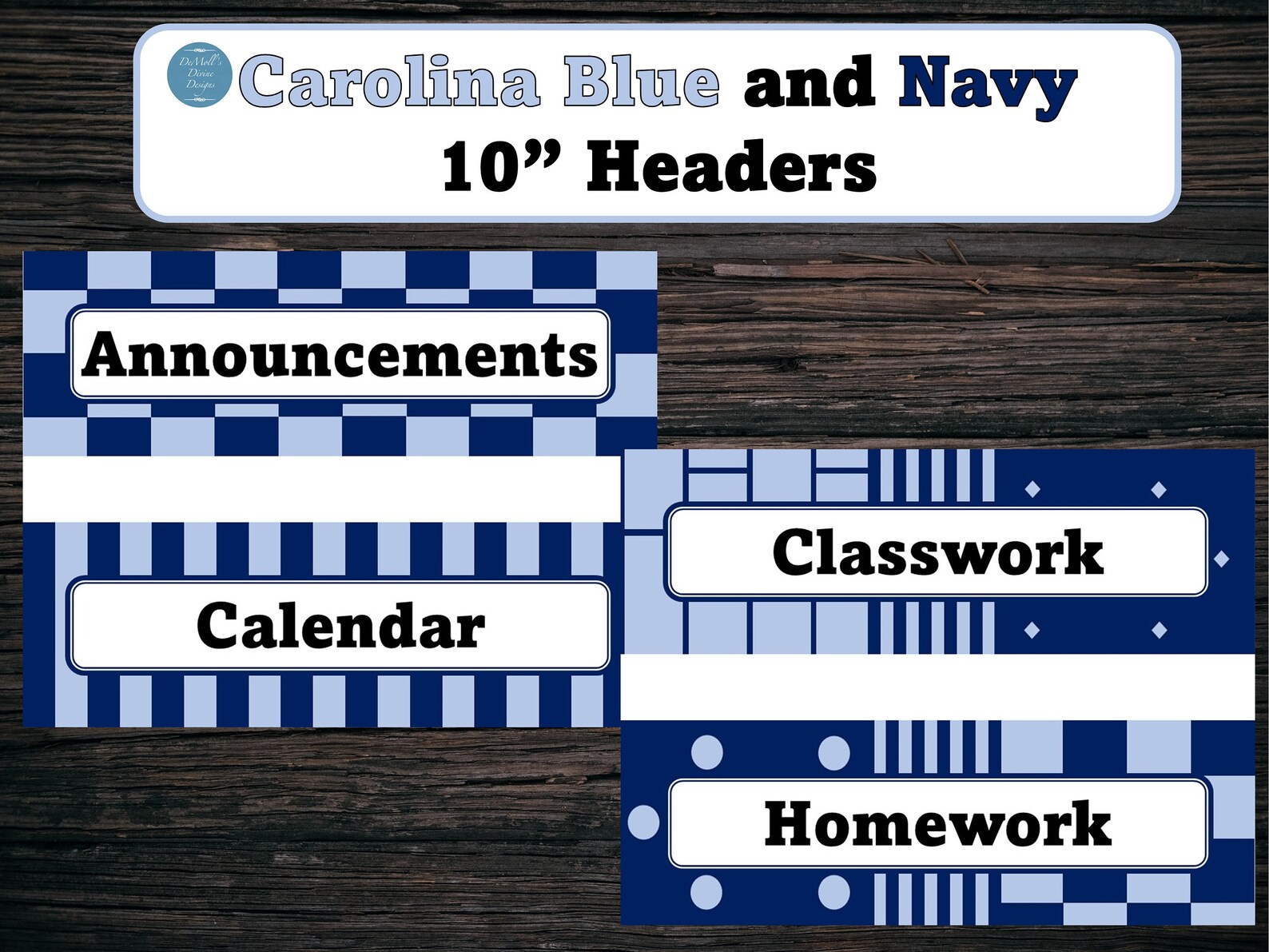 School Colors: Carolina Blue and Navy Classroom Decor Bundle for Middle ...