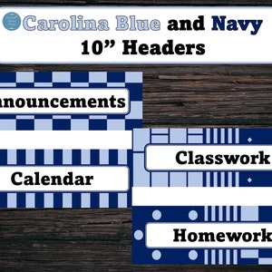School Colors: Carolina Blue and Navy Classroom Decor Bundle for Middle ...