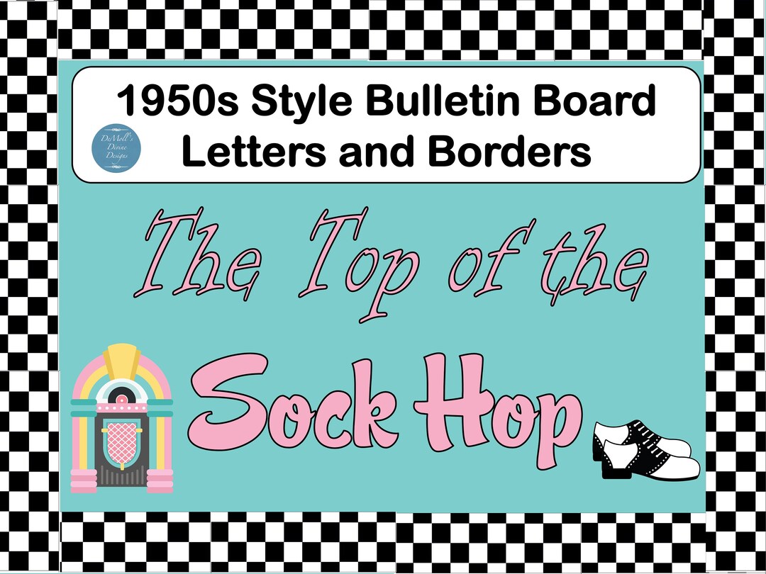 1950s Bulletin Board Letters and Borders: Print & Cut (digital Download ...