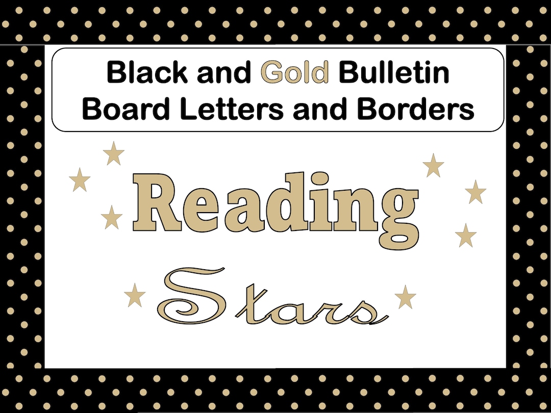 Black and Gold Bulletin Board Letters and Borders for Quick and Easy ...