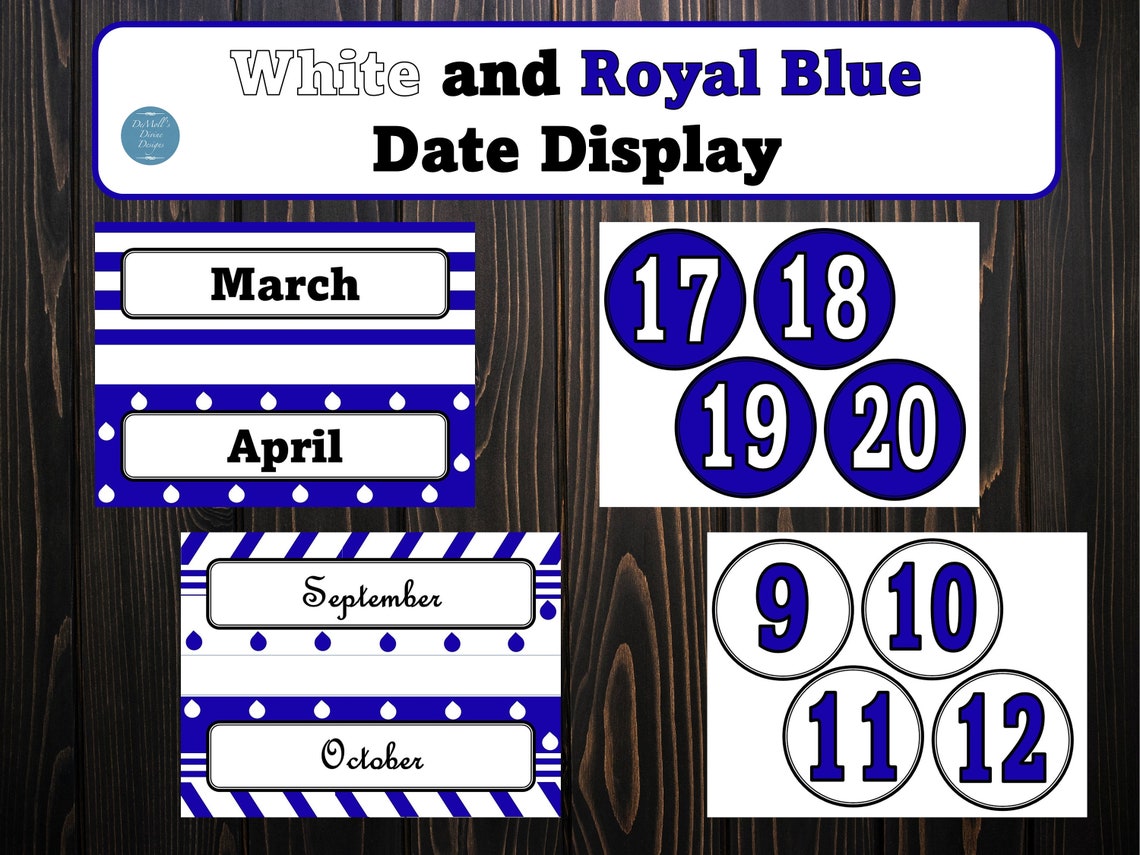 School Colors: White and Royal Blue Classroom Decor Bundle for Middle ...
