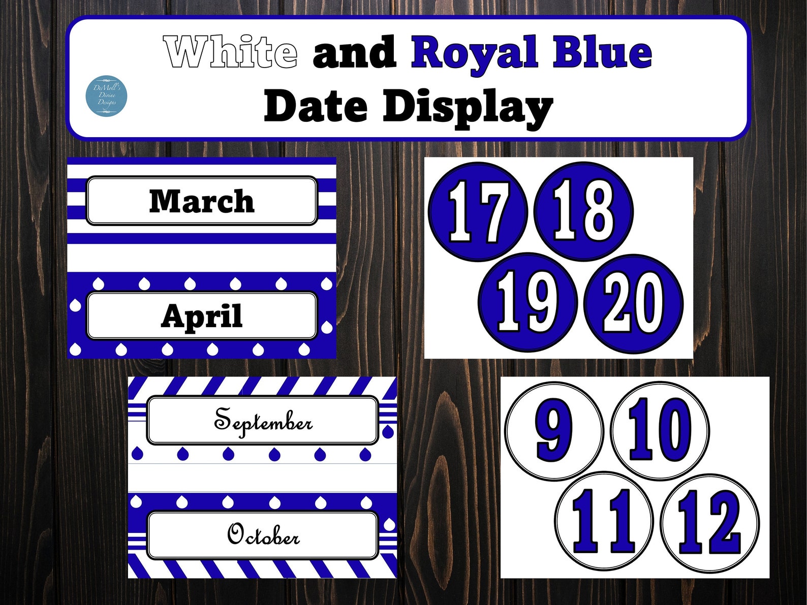 School Colors: White and Royal Blue Classroom Decor Bundle for Middle ...