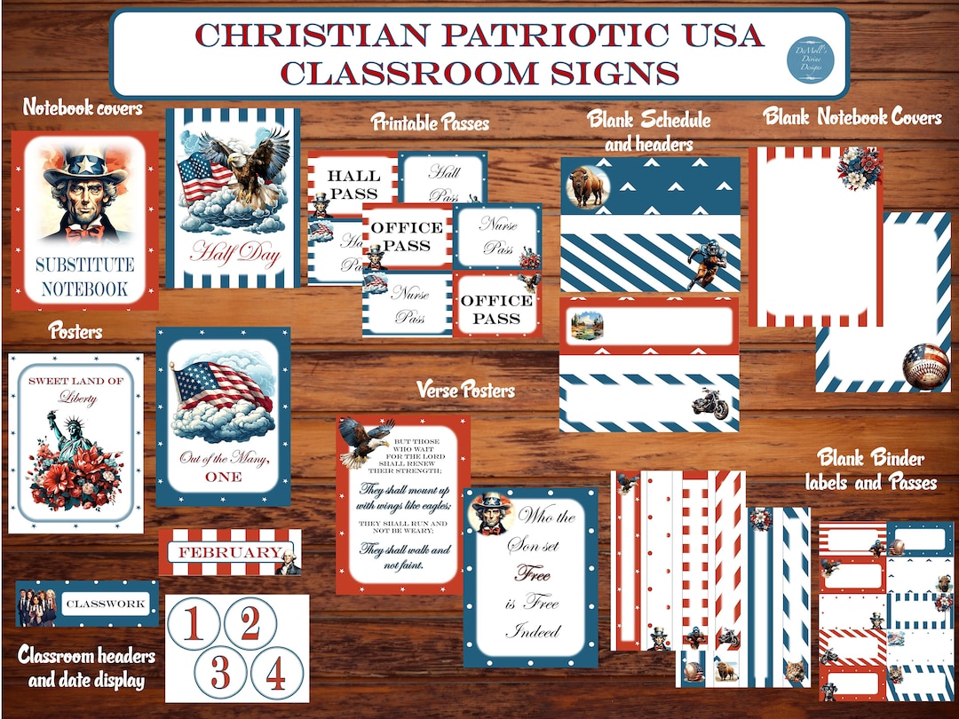 Christian Patriotic Classroom Decor: Posters, Headers, Labels (digital ...