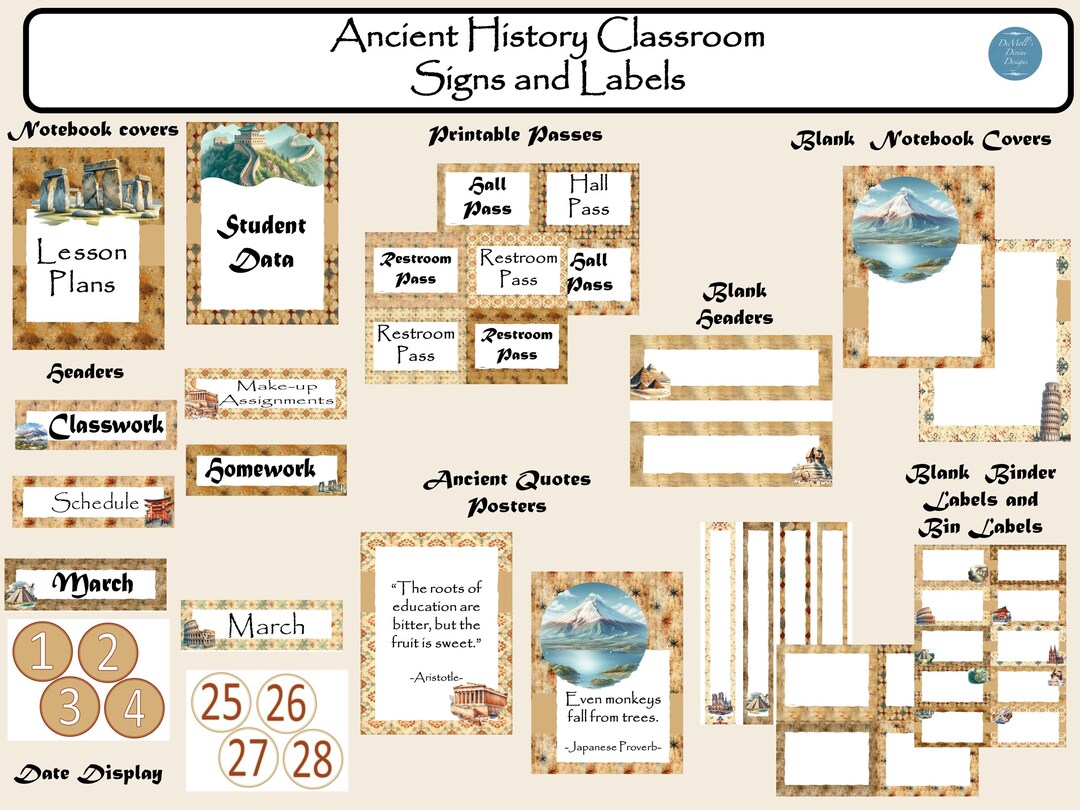 Ancient History Classroom Signs, Labels, Headers, Notebook Covers ...