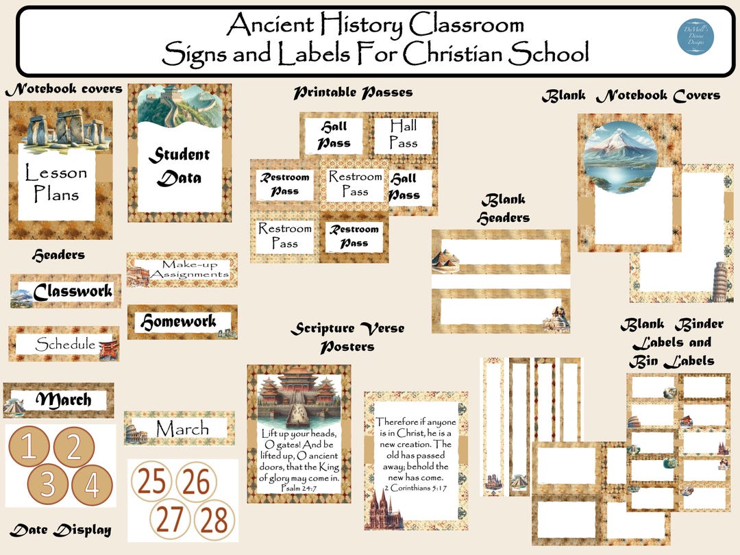 Ancient History Classroom Decor: Christian School Signs & Labels ...