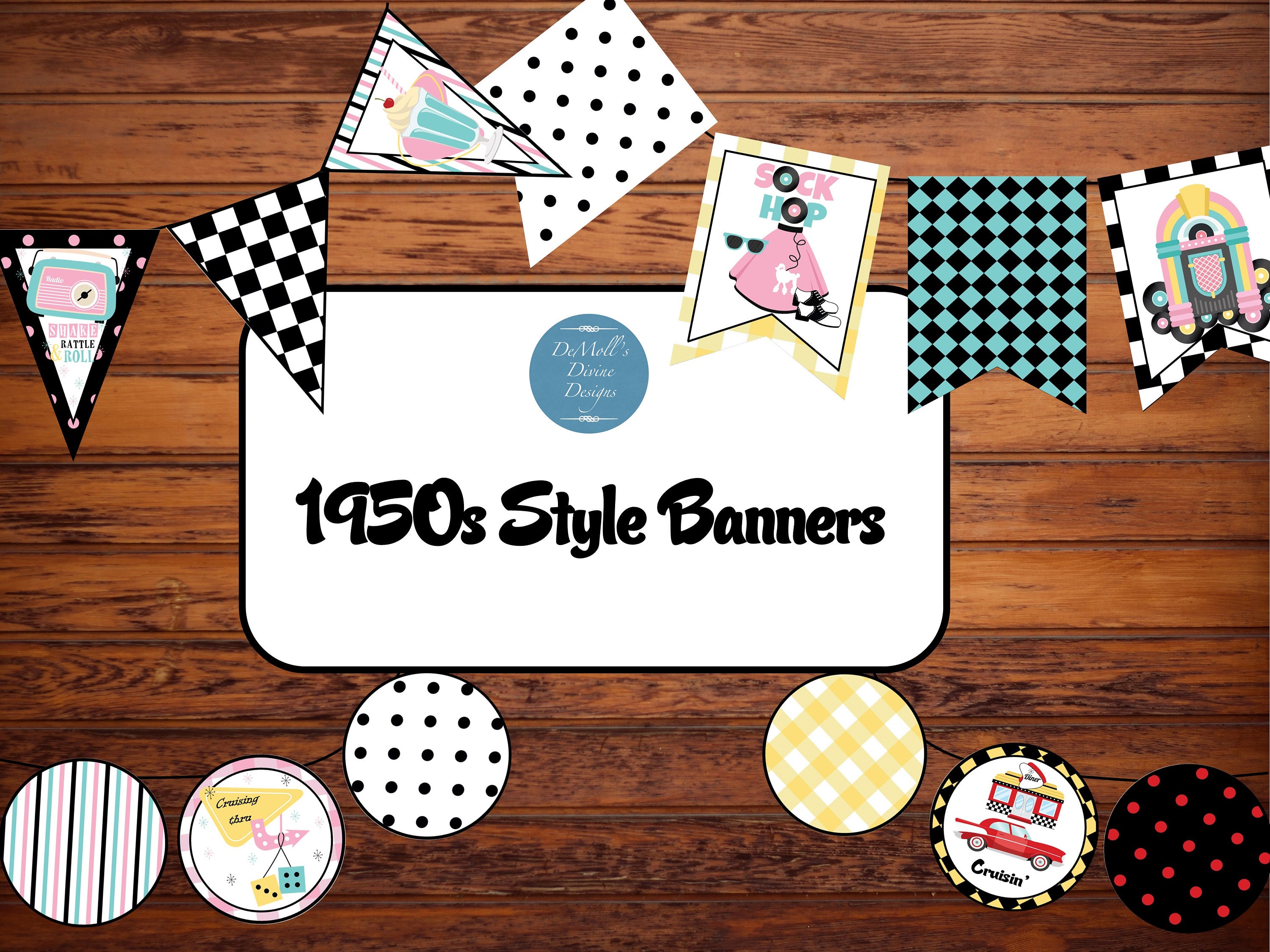 1950s Style Classroom Decor Bundle. Print and Cut Headers, Banners ...