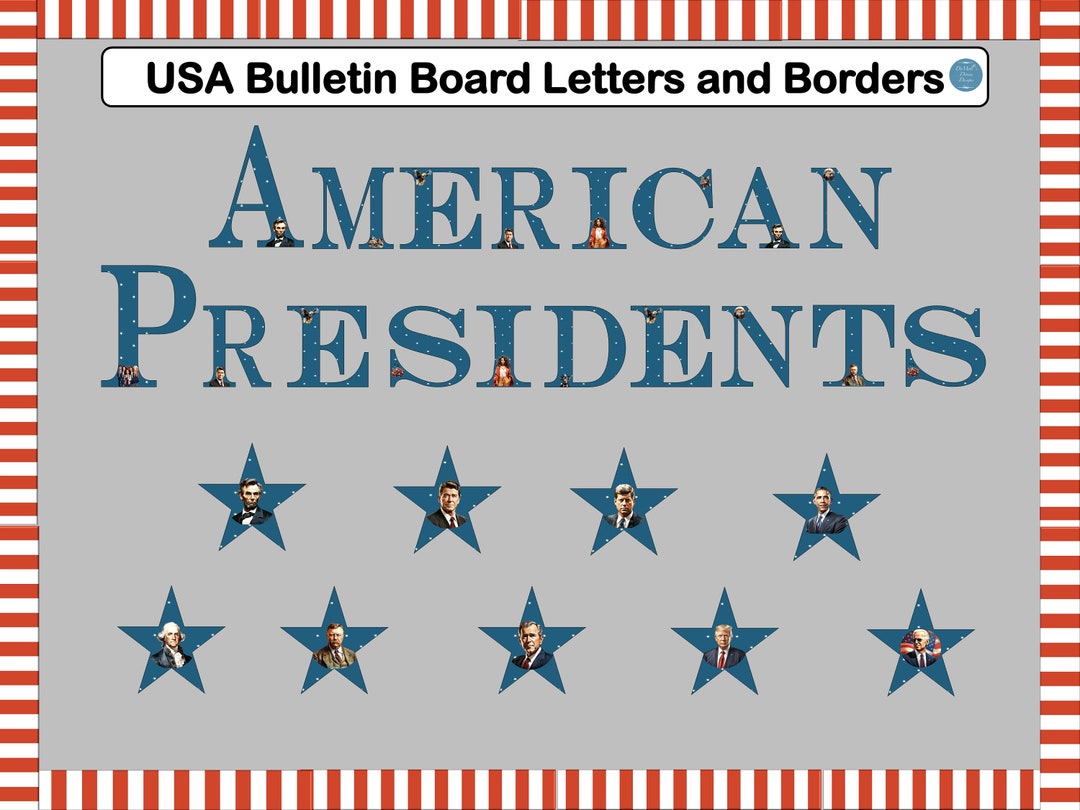 Patriotic USA Stars and Stripes Bulletin Board Letters and Borders for ...