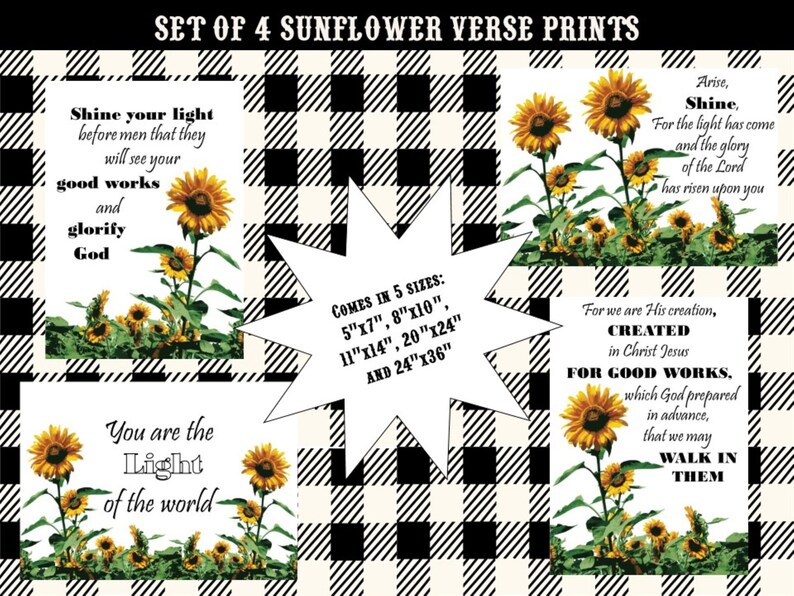 Set of 4 Bible Verse Printables With Sunflowers-beautiful and ...