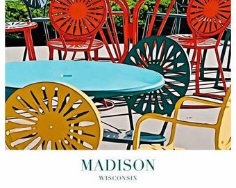 Madison Wisconsin Poster Series, UW Union Terrace Chairs - Etsy