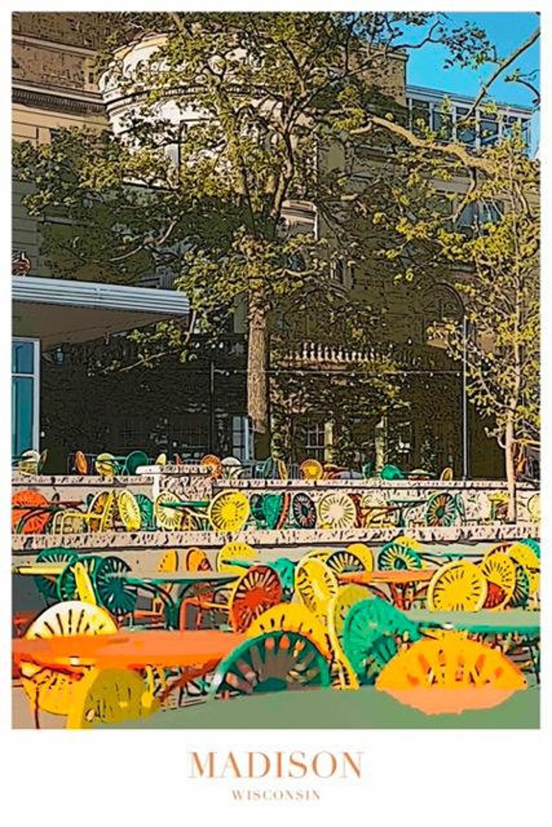 Madison Wisconsin Poster Series, UW Union Terrace Chairs - Etsy