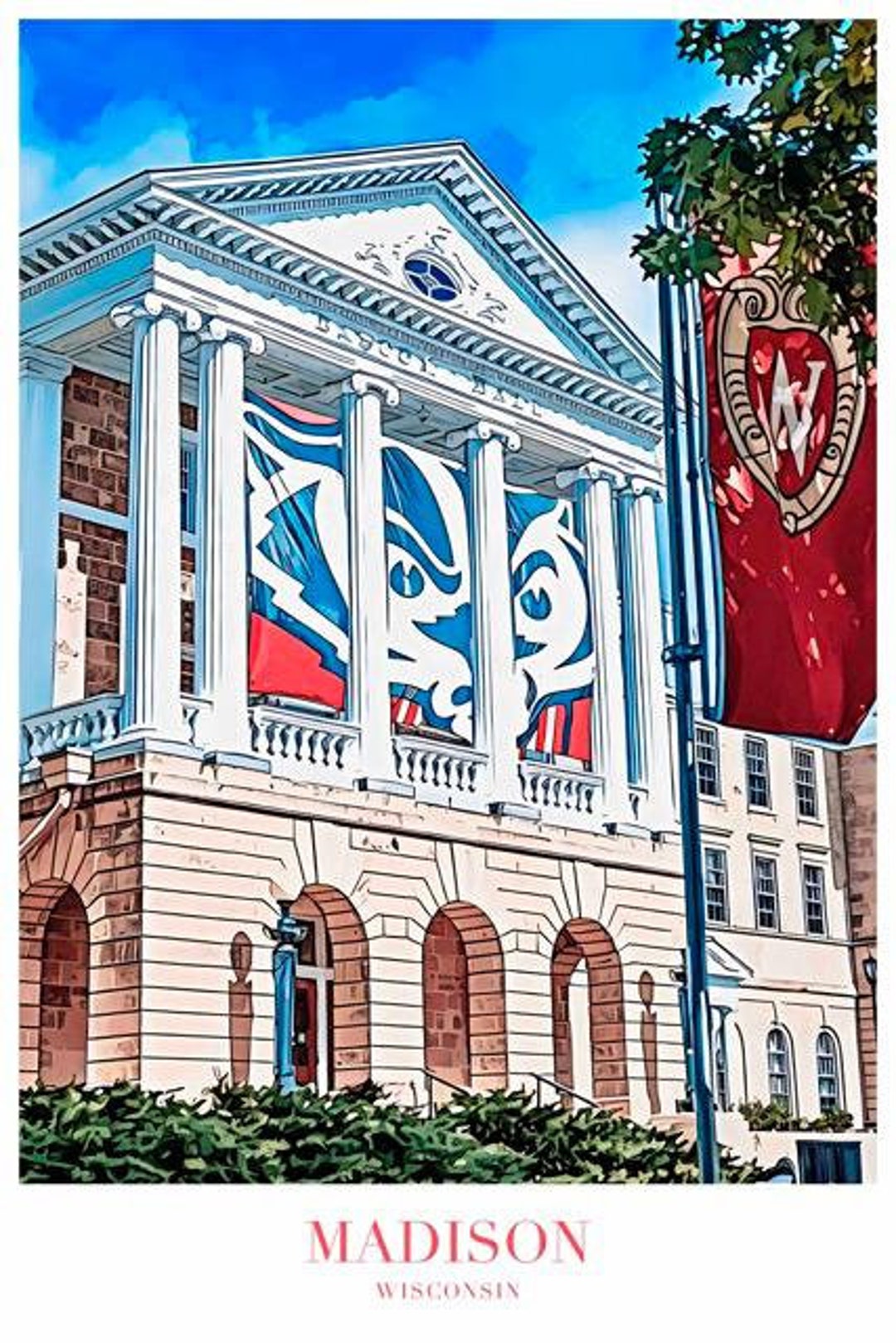 Madison Wisconsin Poster - Bucky Badger Art - Vibrant Wall Decor ...