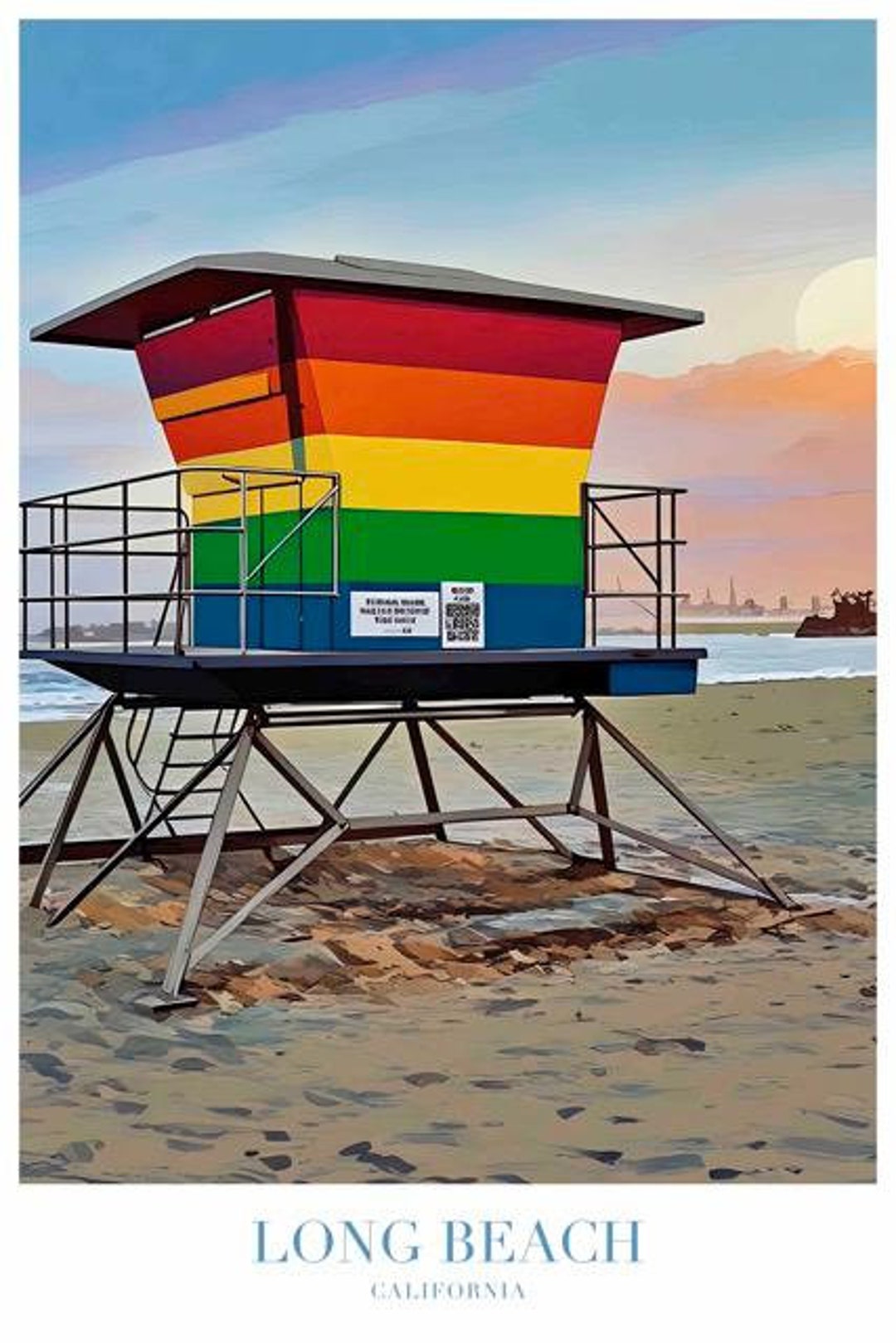 Long Beach Lifeguard Station Poster - California Coastal Wall Art Print ...