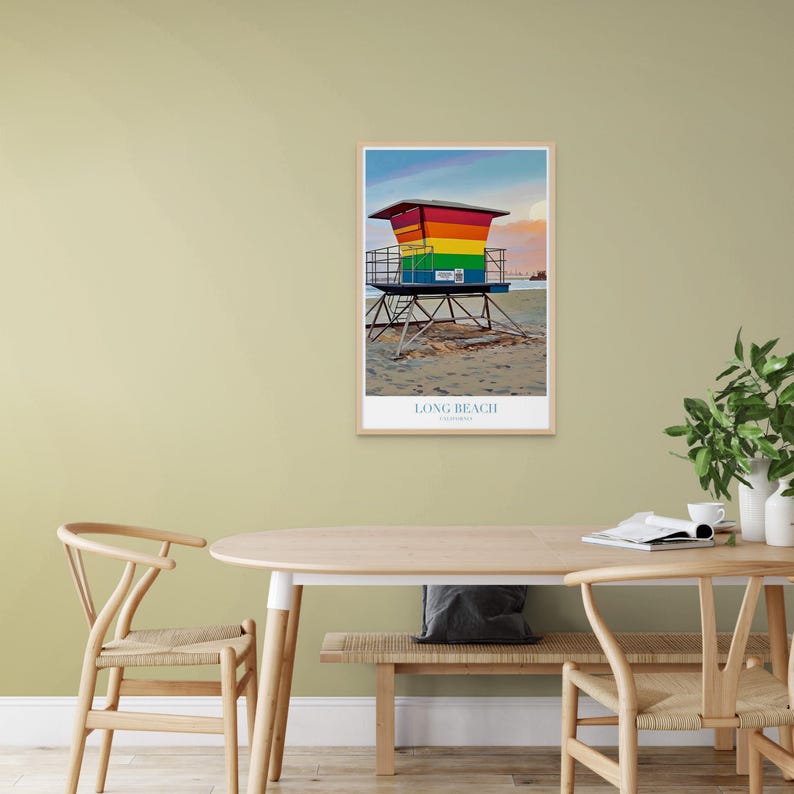 Long Beach Lifeguard Station Poster - California Coastal Wall Art Print ...