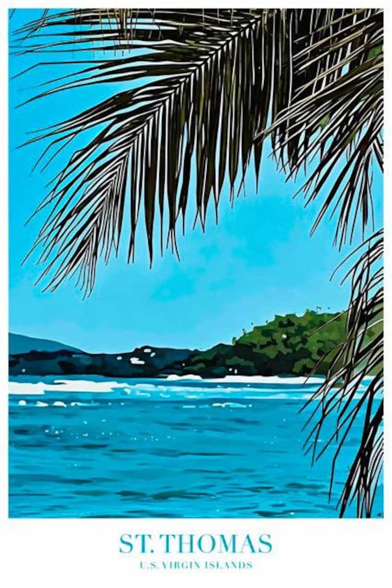 USVI Poster Series , St Thomas US Virgin Islands Hidden Beach - Etsy