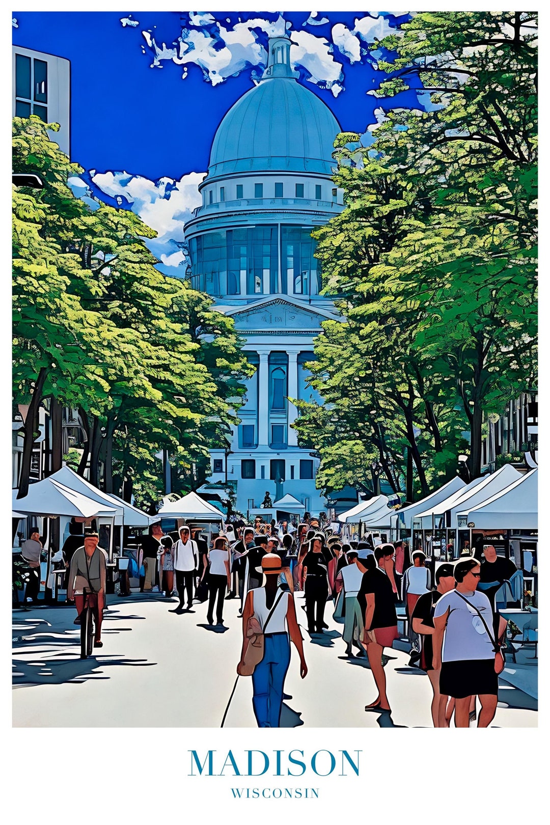 Madison Wisconsin Festival Art Print: Downtown Capitol Cityscape - Etsy