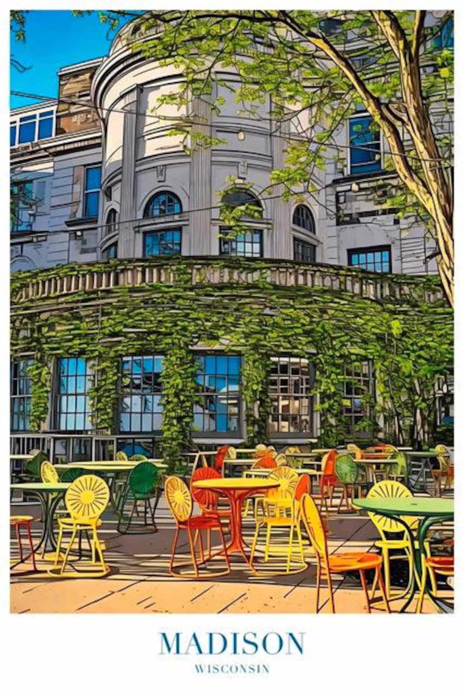 UW Memorial Union Patio Art Print: Madison Wisconsin Landmark - Etsy