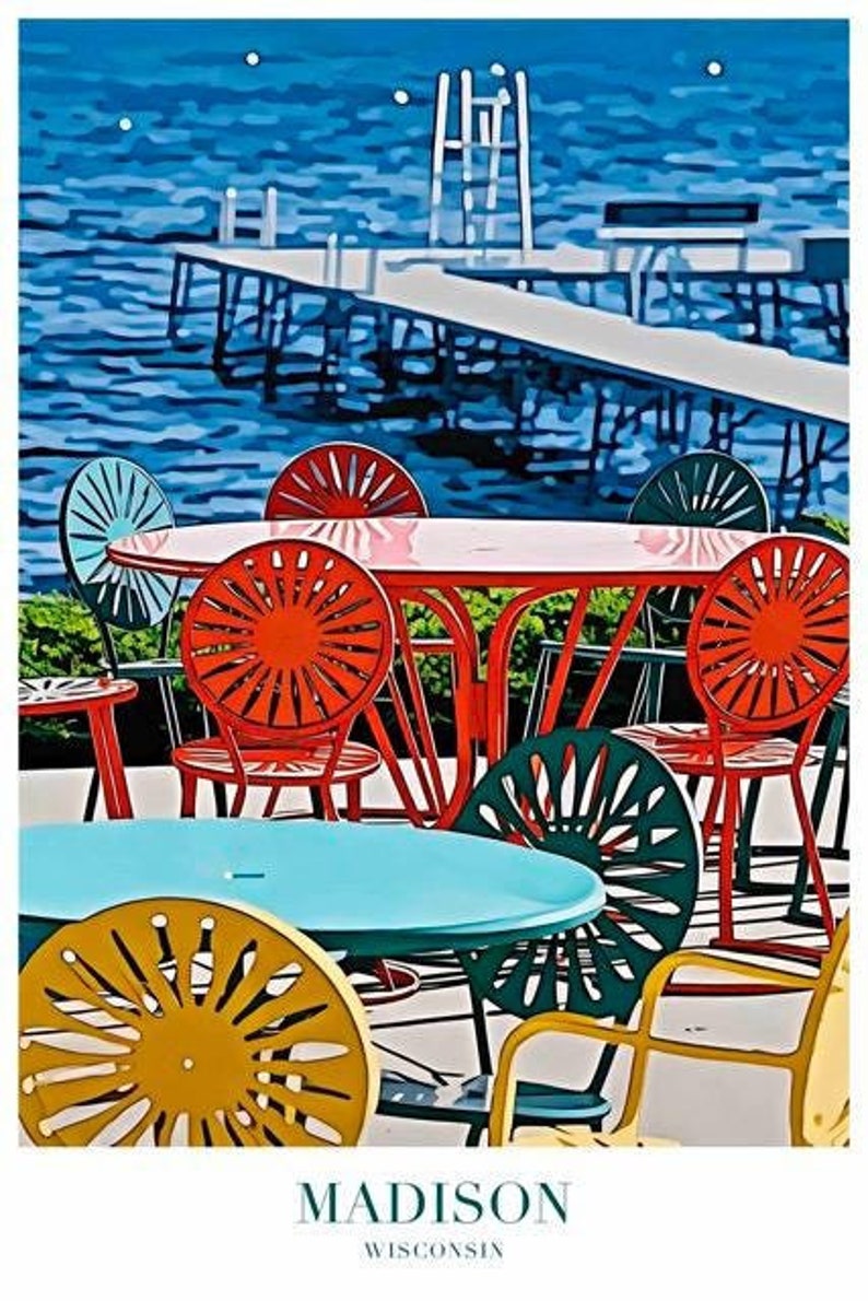 Madison Wisconsin Poster Series, UW Memorial Union Terrace Chairs With ...