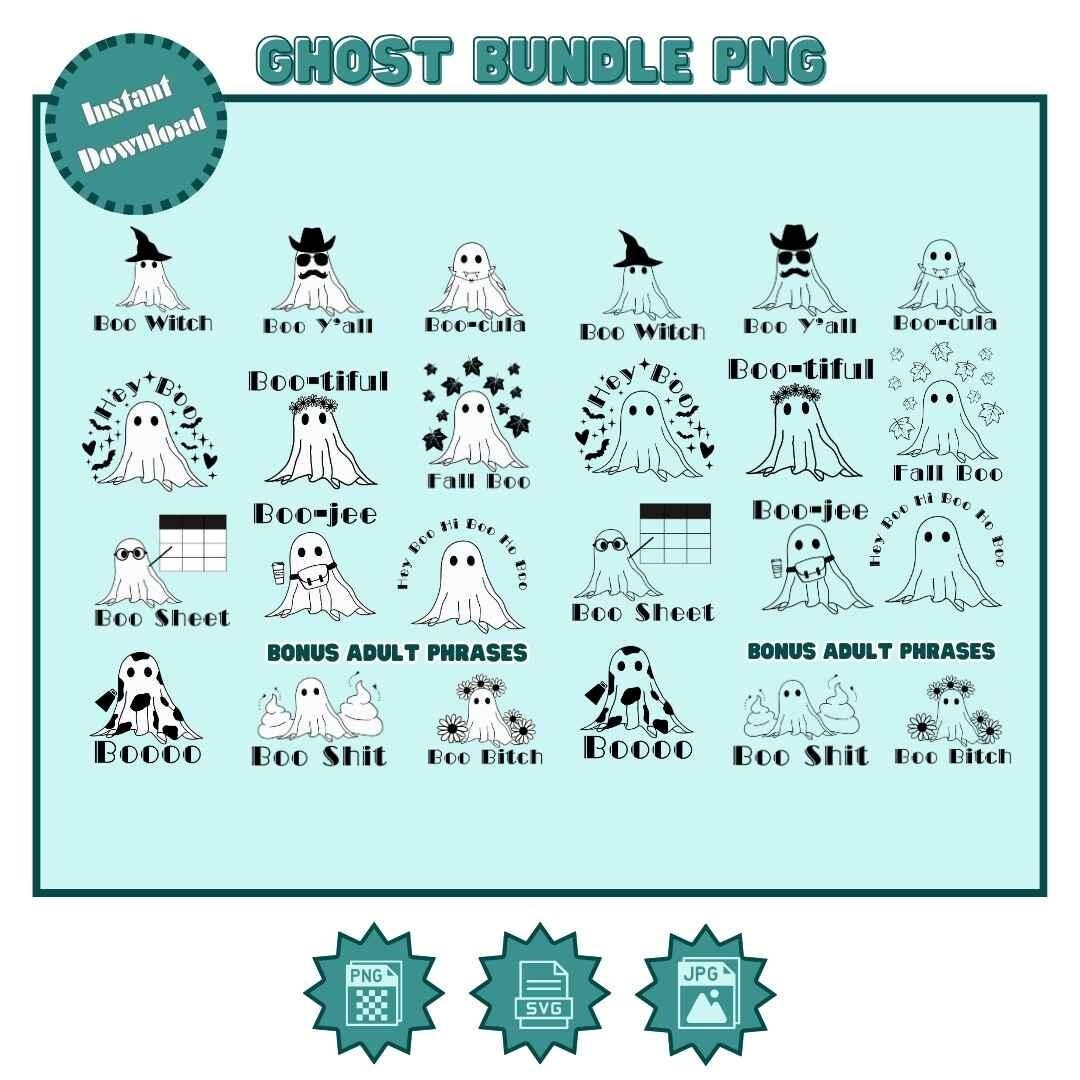 Ghost Bundle PNG, Ghost Bundle SVG, Boo Jee SVG, Boo-jee Ghost Png, Hey ...
