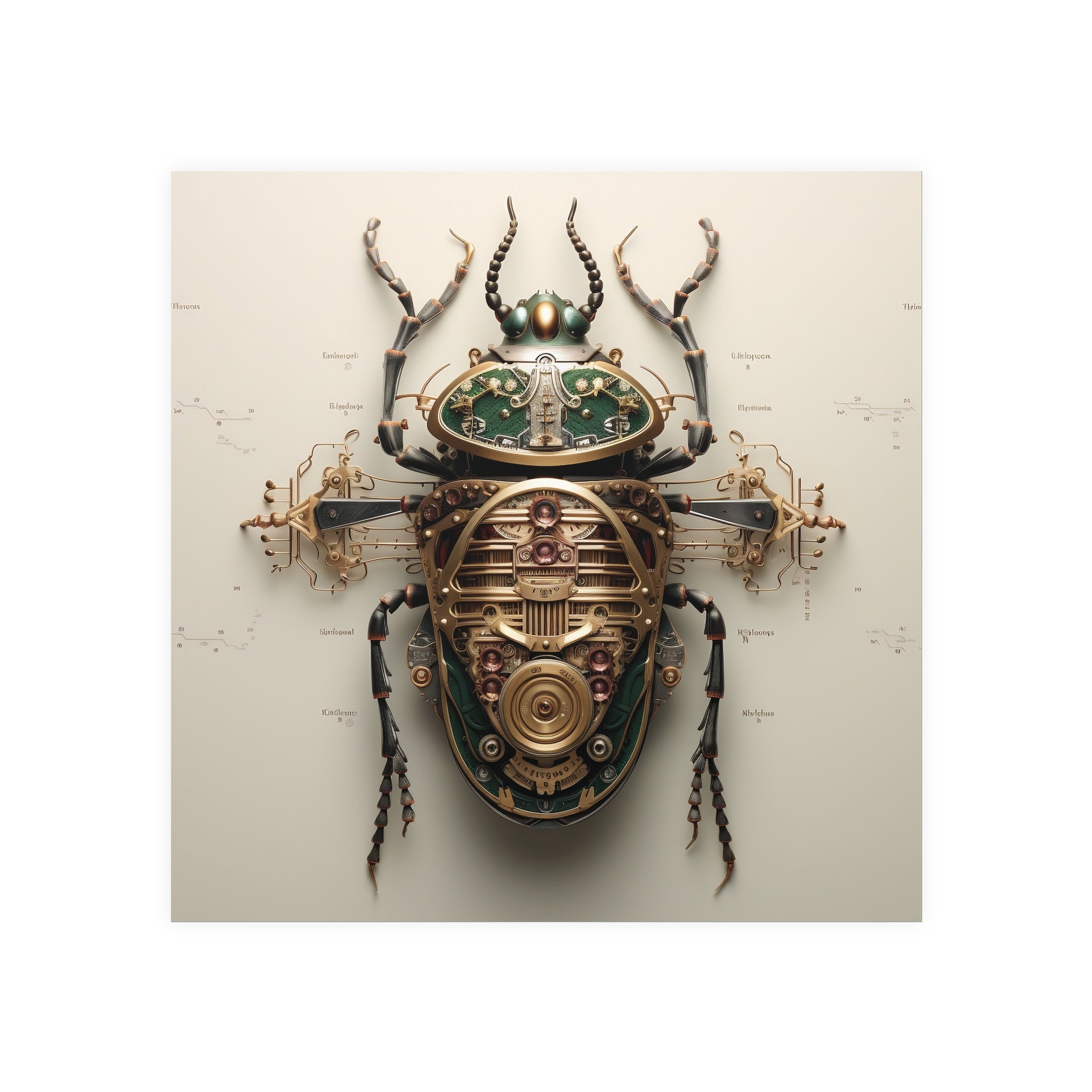 Mechanical Beetle, Matte Paper Poster, Gold Beetle, Steam Punk ...