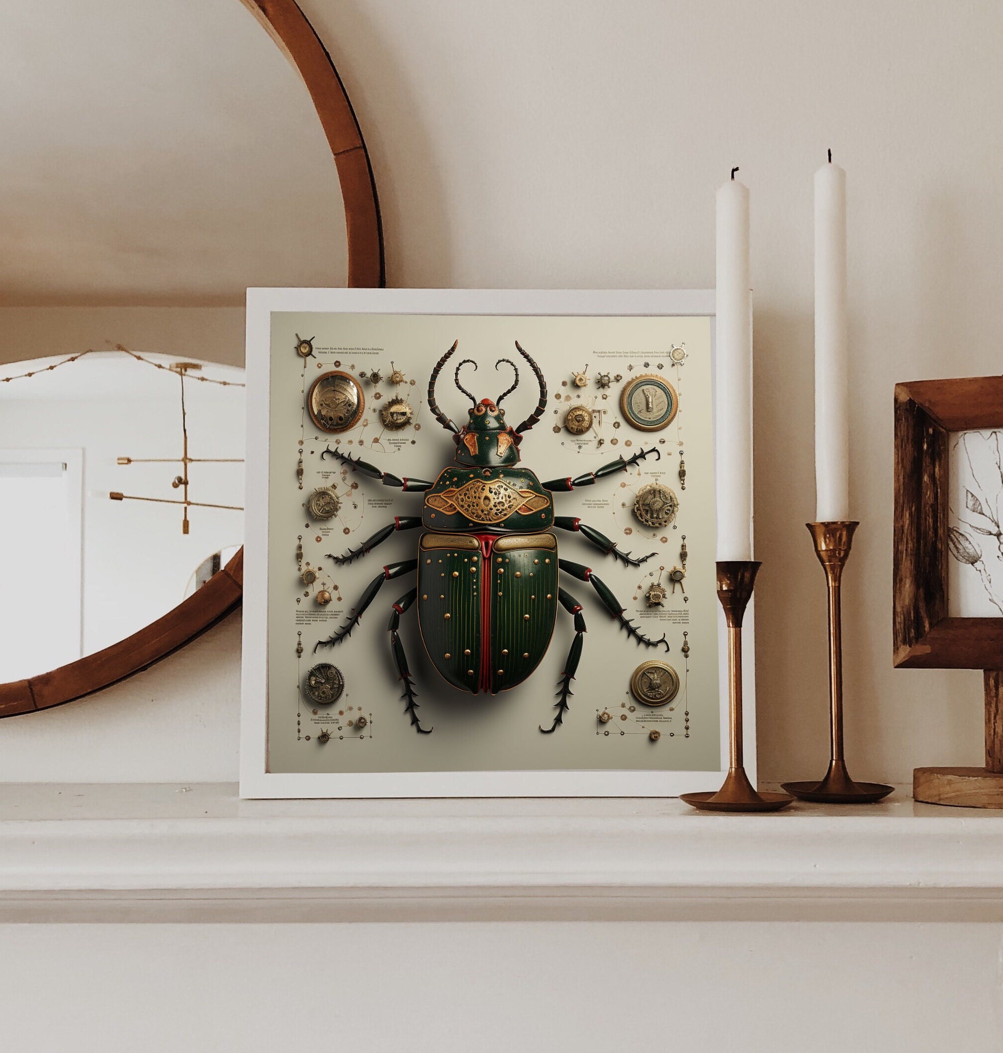 Beetle Bug Magnificent Metal, 19th Century Bug, Beetle, Antique Modernized Digital Print, Weird ...