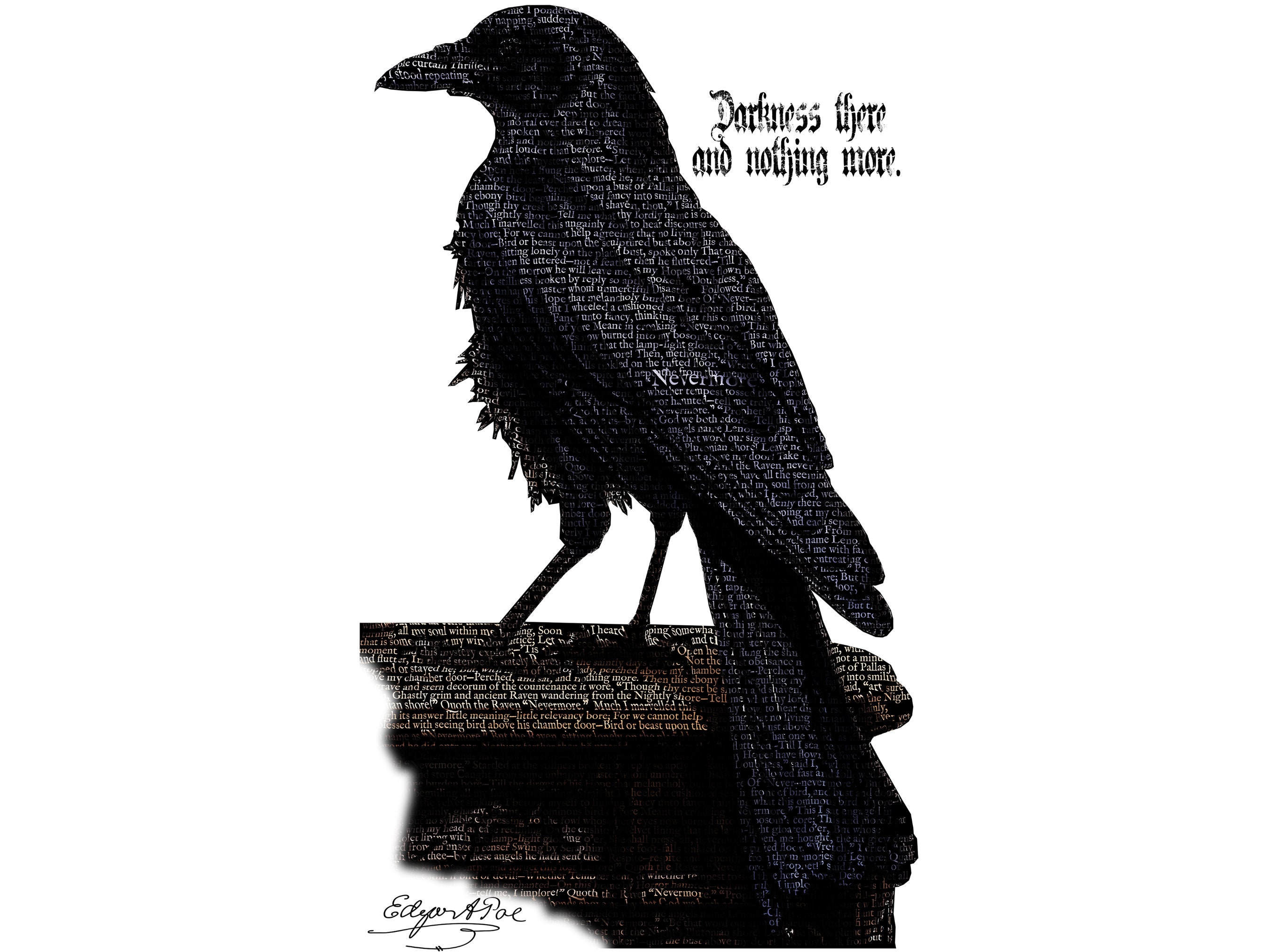 Edgar Allan Poe the Complete Text of the Raven Word Art Shirt, Great ...