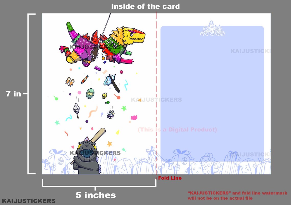 Godzilla With Friends Birthday Card | DIGITAL FILE | Mothra | King Kong ...