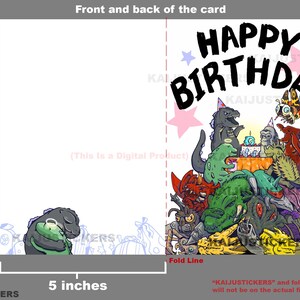 Godzilla With Friends Birthday Card | DIGITAL FILE | Mothra | King Kong ...