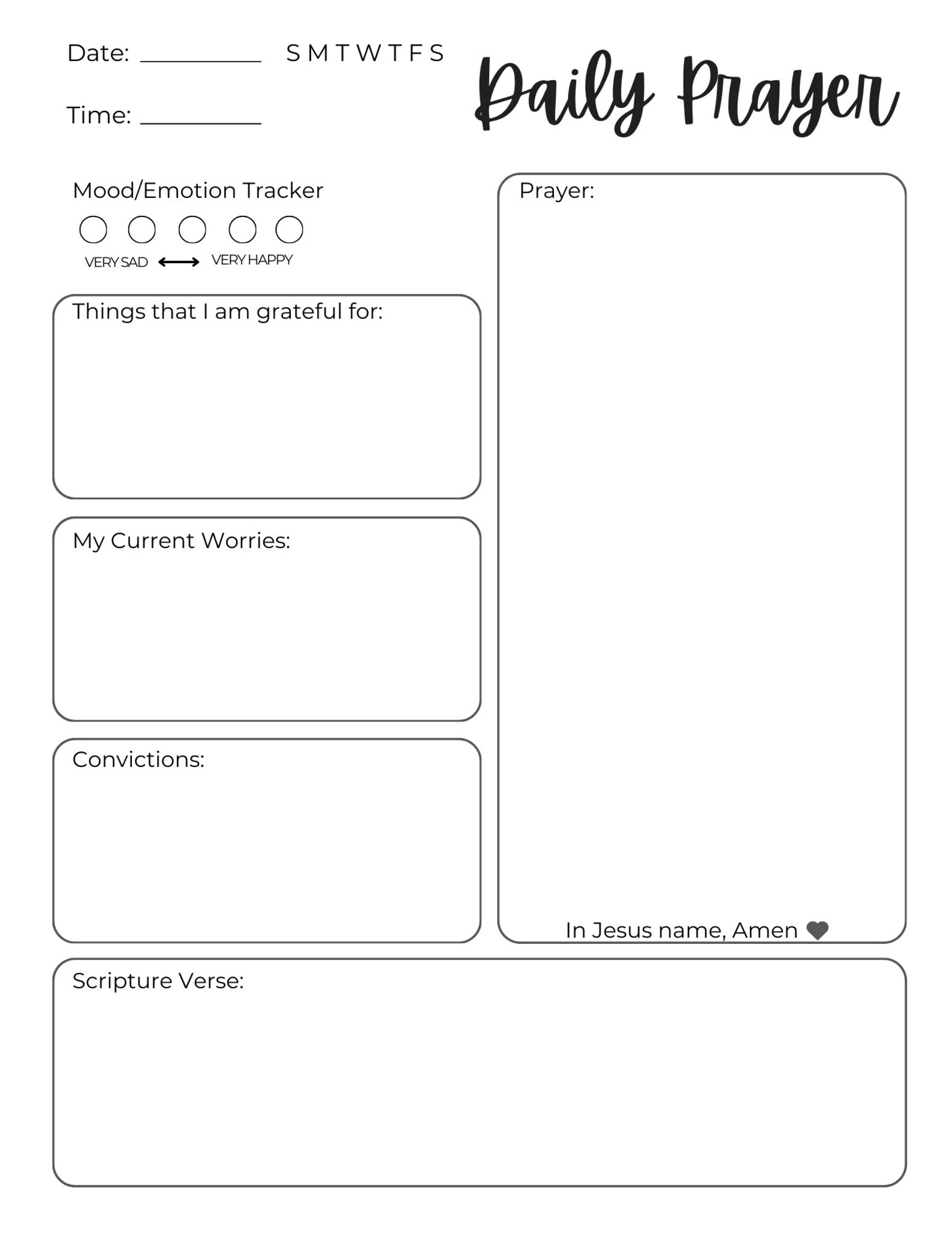 Daily Prayer Page, Printable Prayer Page, Instant Download Prayer Page ...