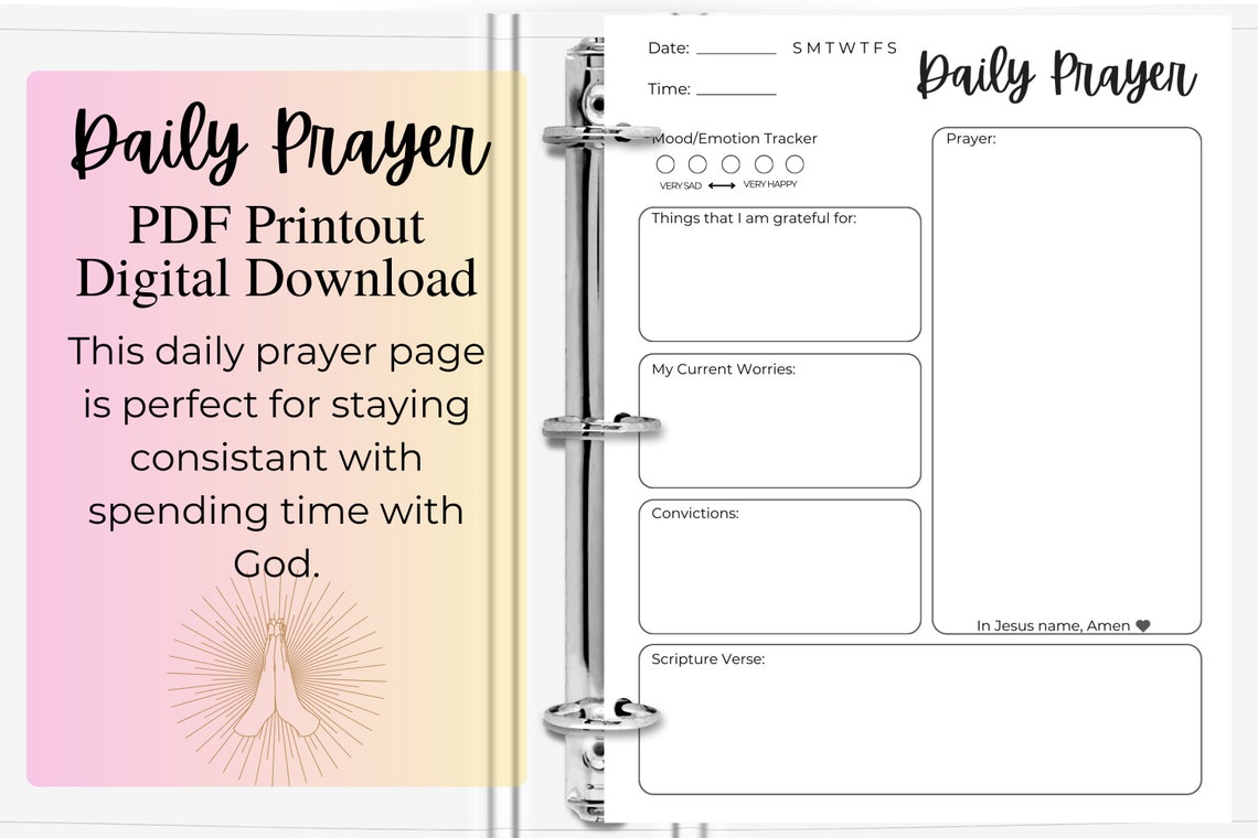 Daily Prayer Page, Printable Prayer Page, Instant Download Prayer Page ...