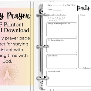 Daily Prayer Page, Printable Prayer Page, Instant Download Prayer Page ...